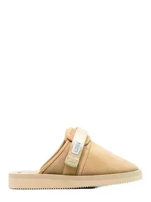 Suicoke Zavo-vs Touch-strap Suede Slippers - Brown