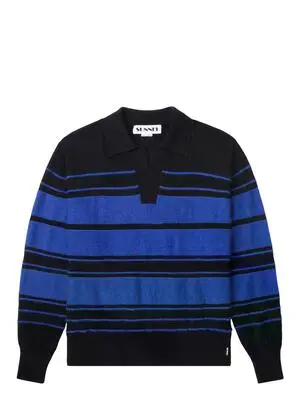 Sunnei Striped V-neck Long Sleeve Knit - Blue