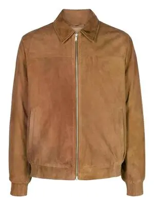 LARDINI Zip-up Suede Bomber Jacket - Brown