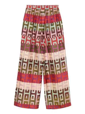 Lorena Antoniazzi Geometric Print Silk Trousers - Red
