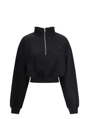 ETERNE Cropped High-Neck Sweatshirt With Embroidered Logo