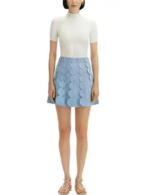 Oscar De La Renta Geometric Circle Knitted Skirt - Blue