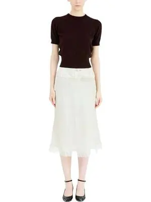 MAISON MARGIELA Checked Midi Skirt - Neutrals