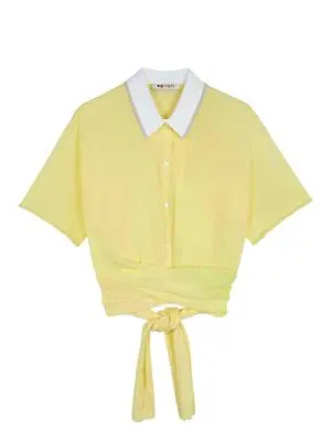 Ports 1961 Butter Wrap Polo Top With Short Sleeves - Yellow
