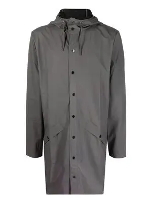 Rains Hooded Stud-fastening Raincoat - Grey