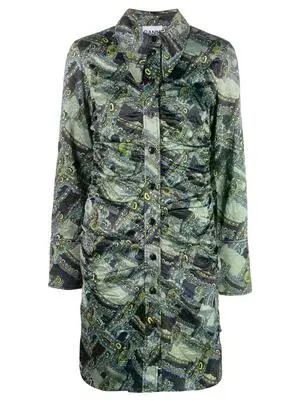 GANNI GANNI Paisley Print Button-Up Shirt Dress