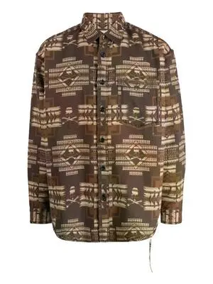 MASTERMIND WORLD Chimayo Jacquard Cotton Shirt - Brown