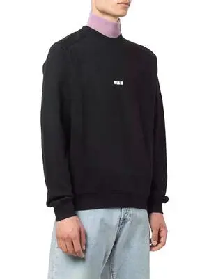 MSGM Logo Print Cotton Sweater - Black
