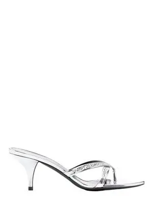 TOM FORD TOM FORD Metallic Leather Sandals With Silver-Tone Logo Detail