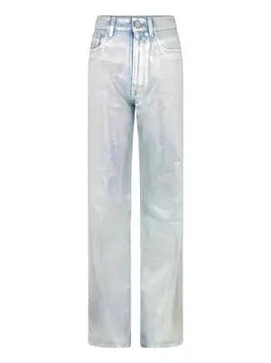 Rabanne Metallic-finish Straight-leg Jeans - Silver