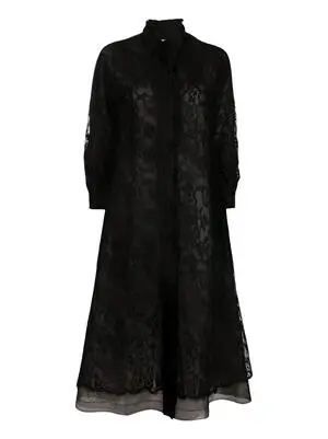 Shiatzy Chen Lace Pleated Single-breasted Coat - Black