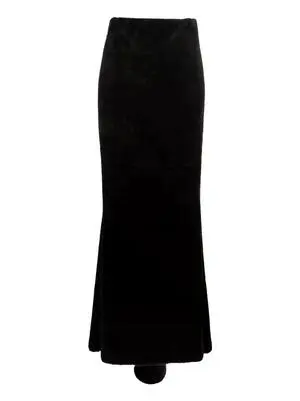 Andamane Faux Shearling Maxi Skirt - Black
