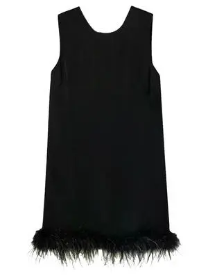 TWINSET Feather-detail Satin Mini Dress - Black
