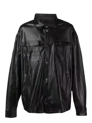 DAILY PAPER Long-sleeved Faux-leather Shirt - Black