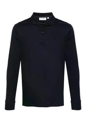 Calvin Klein Logo-patch Cotton Polo Shirt - Blue