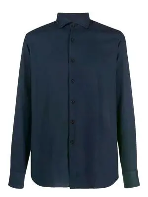 XACUS Cutaway-collar Cotton Shirt - Blue