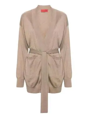 WILD CASHMERE Scarlet Open-Front Belted Cardigan