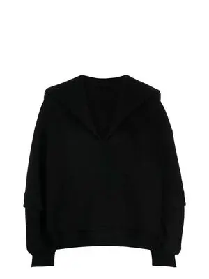 IOANA CIOLACU Sailor Collar V-neck Top - Black