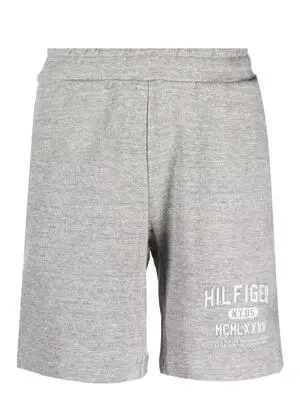 Tommy Hilfiger Heather Cotton Blend Logo Print Track Shorts - Grey