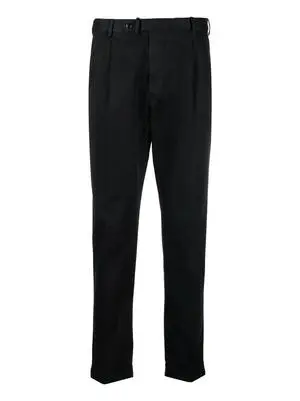 DELL'OGLIO Cotton-Blend Tapered Trousers Black