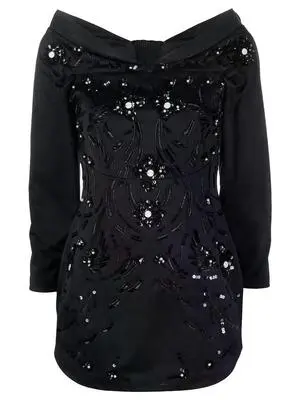 Dsquared2 Embellished Off-shoulder Minidress - Black