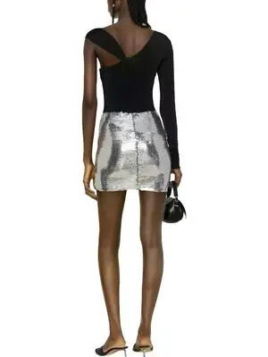 NENSI DOJAKA Heart Sequinned Miniskirt - Silver