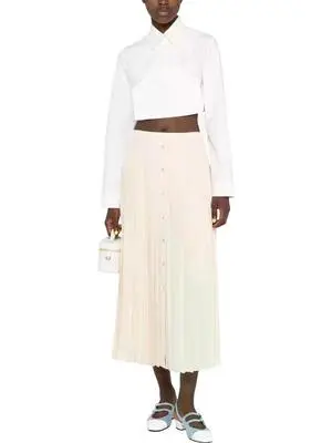 PRADA Prada Logo Jacquard Silk Pleated Skirt
