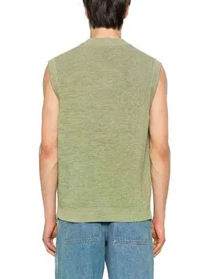 Maison Kitsuné Logo Embroidered Cotton Vest - Green
