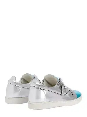 GIUSEPPE ZANOTTI Nicki Sneakers With Crocodile Effect Panelling - Silver
