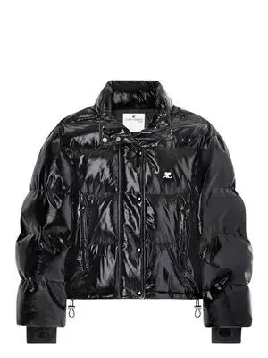 COURREGES Vinyl Logo-print Padded Jacket - Black