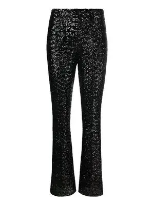 Oseree Sequin-embellished Wide-leg Trousers - Black