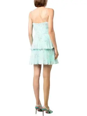 SELF-PORTRAIT Floral-print Tiered Chiffon Mini Dress - Blue