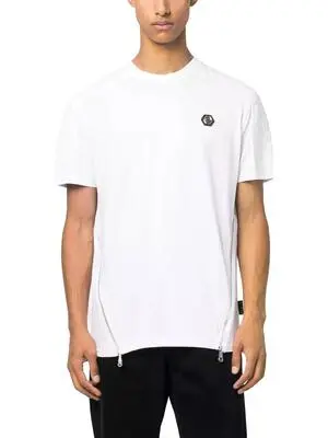 Philipp Plein Logo-patch Zip-detailing T-shirt - White