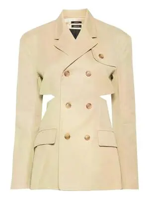 R13 Double-breasted Open-back Blazer - Neutrals