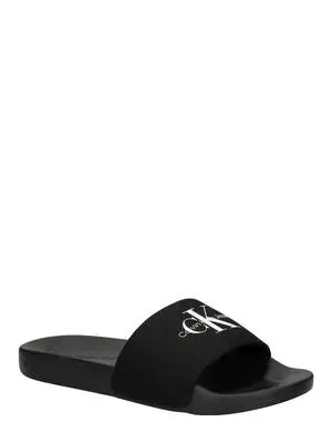 Calvin Klein Logo Print Slides - Black