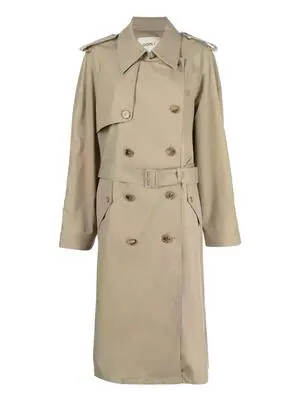 Goen.j Contrast-panel Double-breasted Trench Coat - Brown