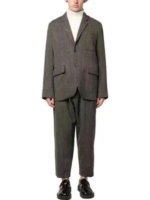 UMA WANG Herringbone-pattern Single-breasted Blazer - Neutrals
