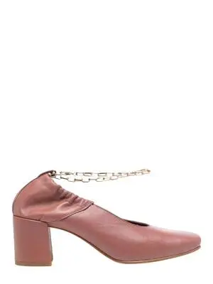ALOHAS Leather Ankle Strap Pumps - Pink