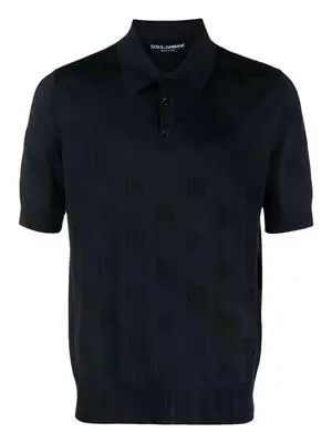 Dolce & Gabbana Logo-jacquard Silk Polo Shirt - Blue
