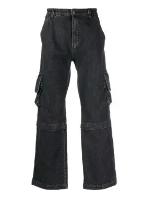HTC LOS ANGELES Straight-leg Denim Cargo Jeans - Black