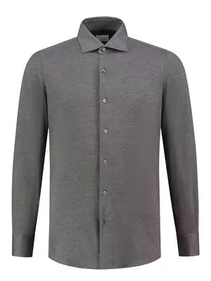 FINAMORE 1925 Long-sleeved Cotton-blend Shirt Grey