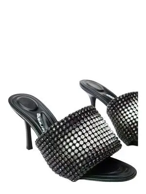Alexander Wang Heiress 85mm Crystal Mules - Silver