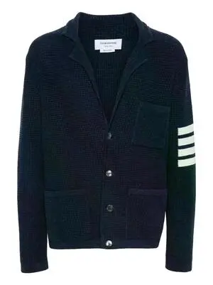 Thom Browne Cardigan With Signature Stripes - Blue