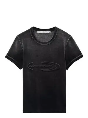 Alexander Wang Crew Neck Short Sleeve T-shirt With Embossed Logo - Black