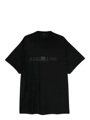 Balenciaga Logo Print Cotton T-shirt - Black
