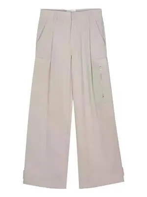 AMI Paris Taupe Brown Georgette Crepe Straight-leg Cargo Pants - Neutrals