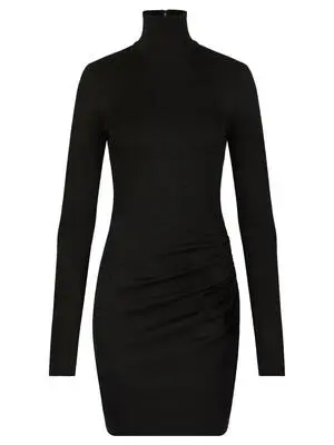 Dolce & Gabbana Ruched High-neck Mini Dress - Black