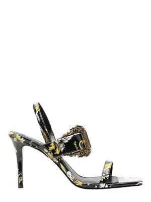 Versace Barocco Print Stiletto Sandals - Black