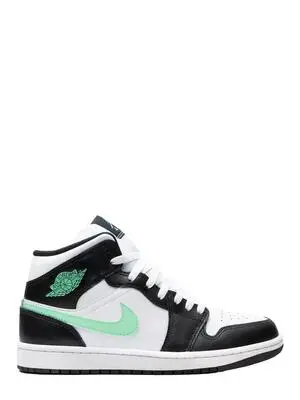 JORDAN 1 Mid Green Glow Sneakers - Black