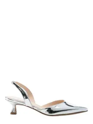 ANNA F. 55mm Metallic Slingback Pumps - Silver